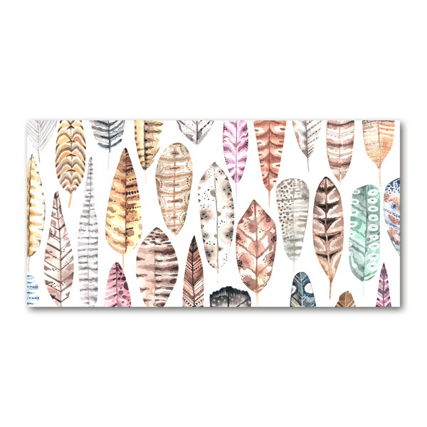 BohoLiving Bunte Federn - Kunstdrucke auf Segeltuch | Wayfair.de